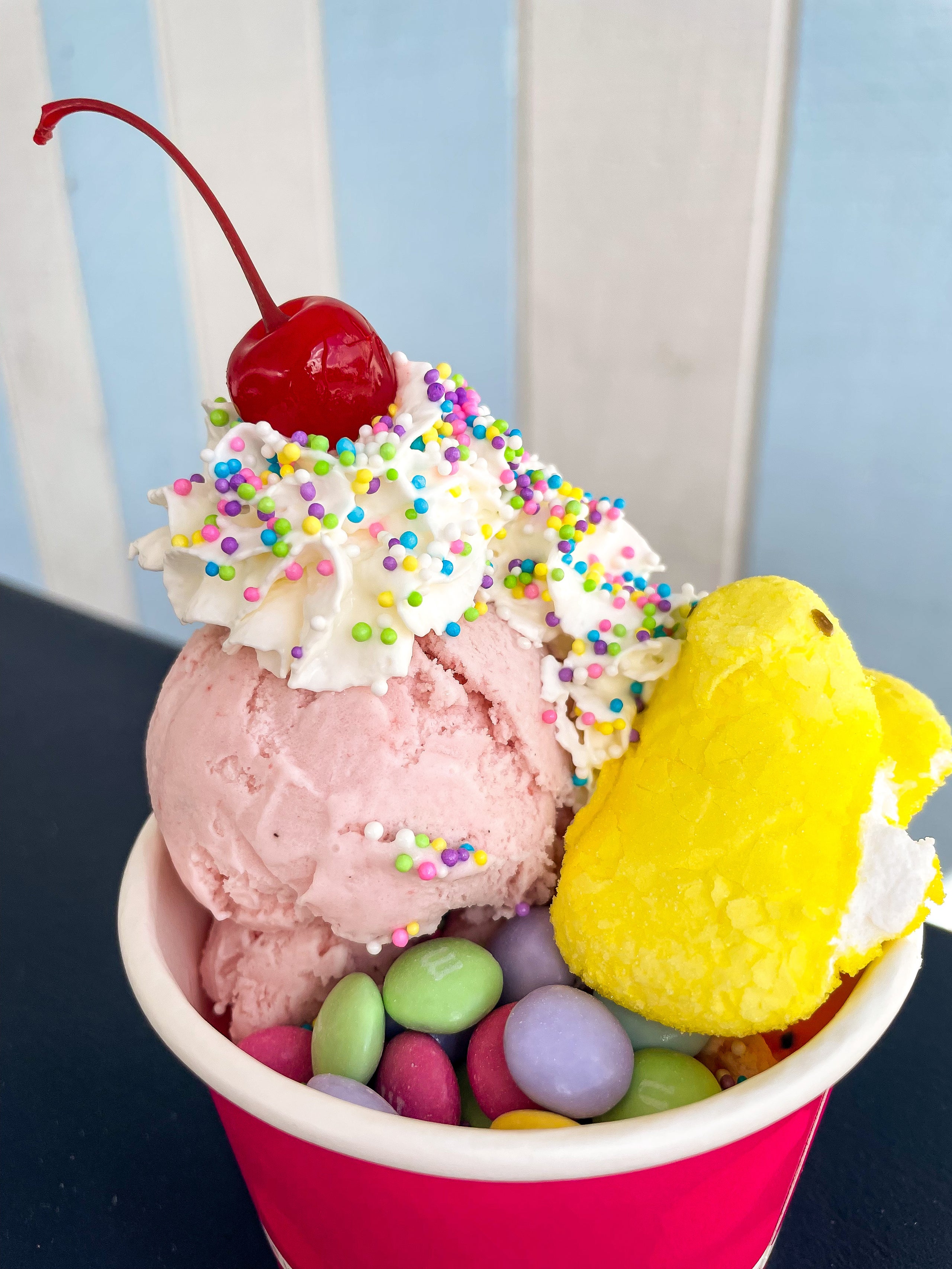 Spring Peep Ice Cream Sundae | Sticky Fingers Ice Cream, LLC